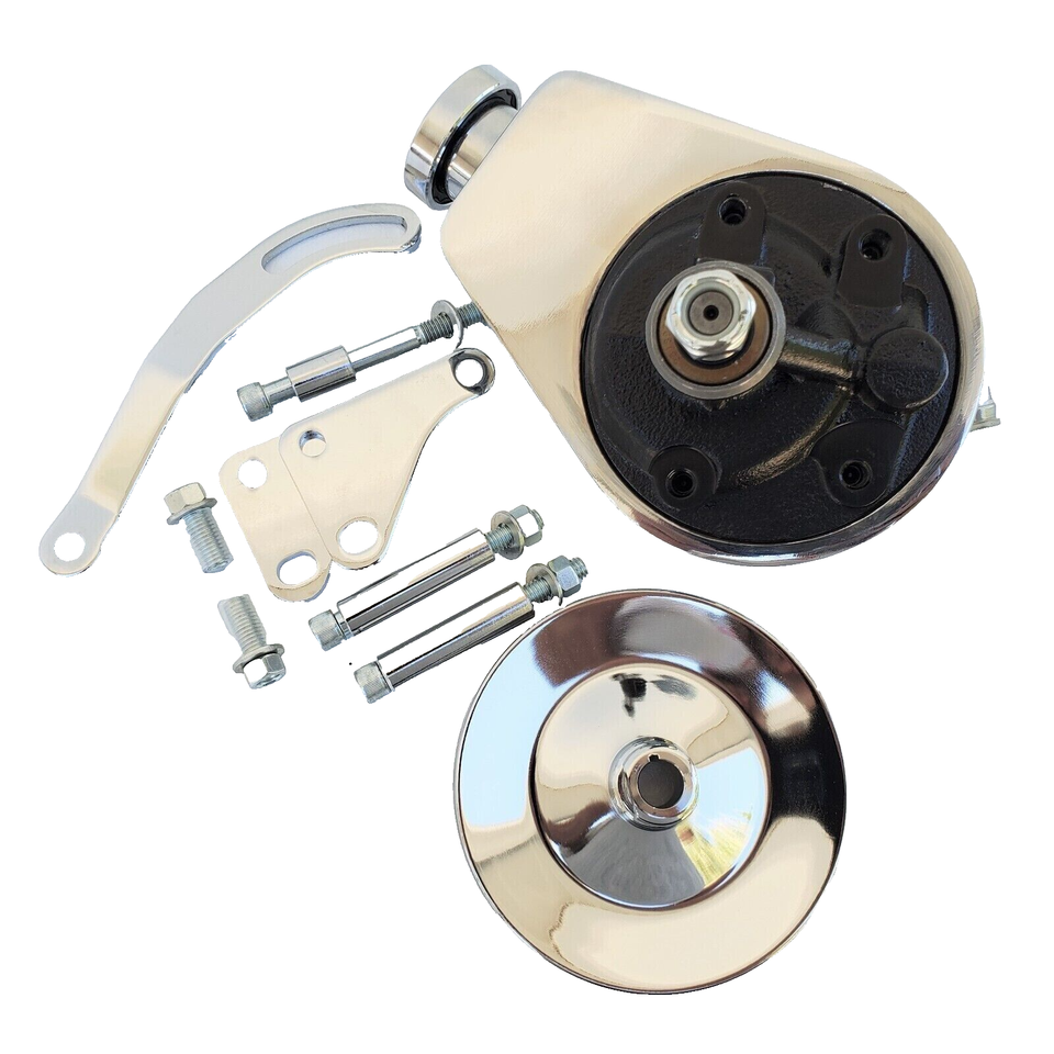 Small Block Chevy Chrome Saginaw Power Steering Pump with SBC Pulley ...