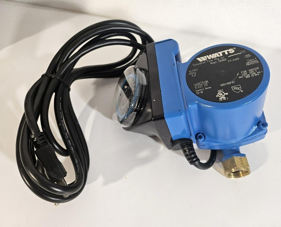 Watts #500800 Hot Water Recirculating System Pump with Timer PUMP ONLY ...