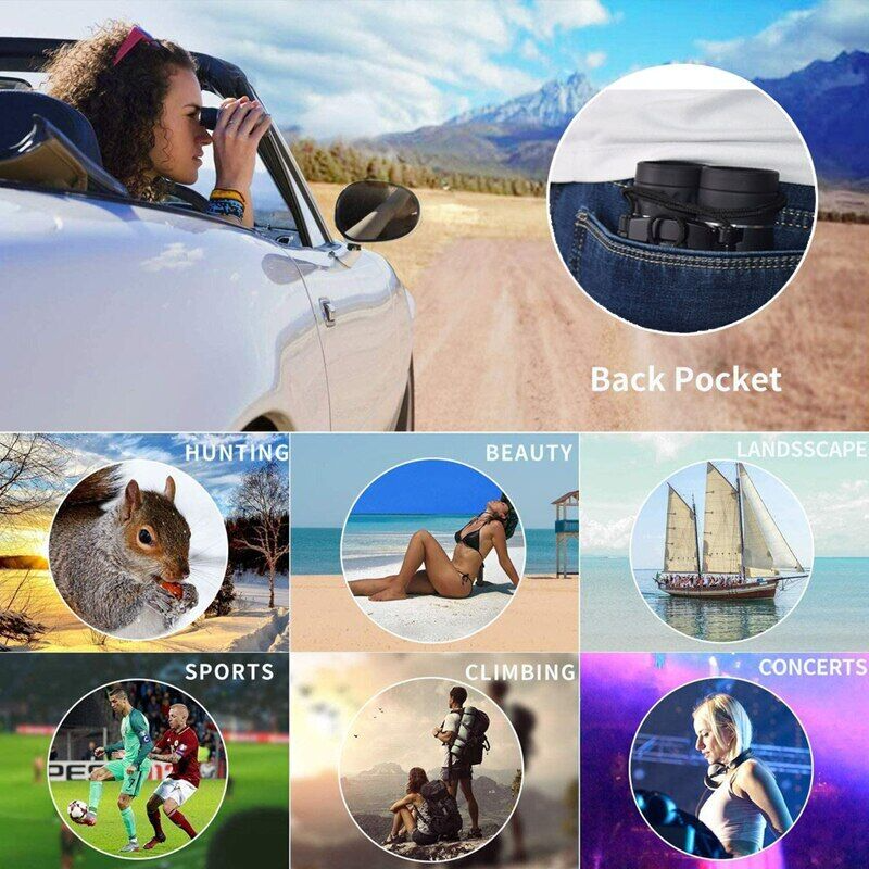 500x25 Portable HD Zoom Powerful Binoculars Day Low Night Optics ...