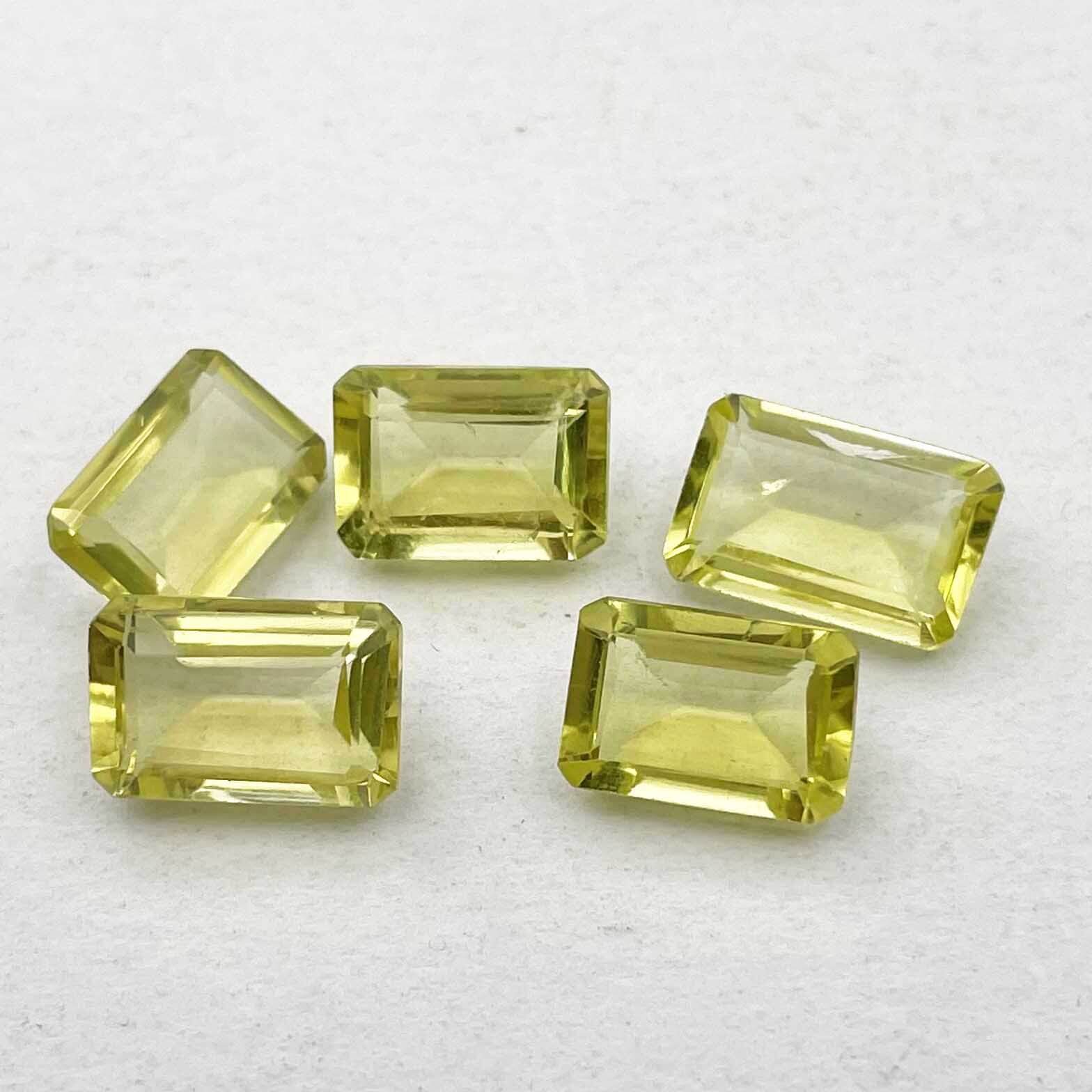 Natural Lemon Quartz Octagon Cut Loose Gemstone Lot 5 Pcs 7 10-7 11 MM ...