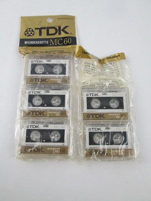 5 Pack TDK Microcassette MC 60 Blank Cassette Tape 60 Minutes 1988 NOS ...