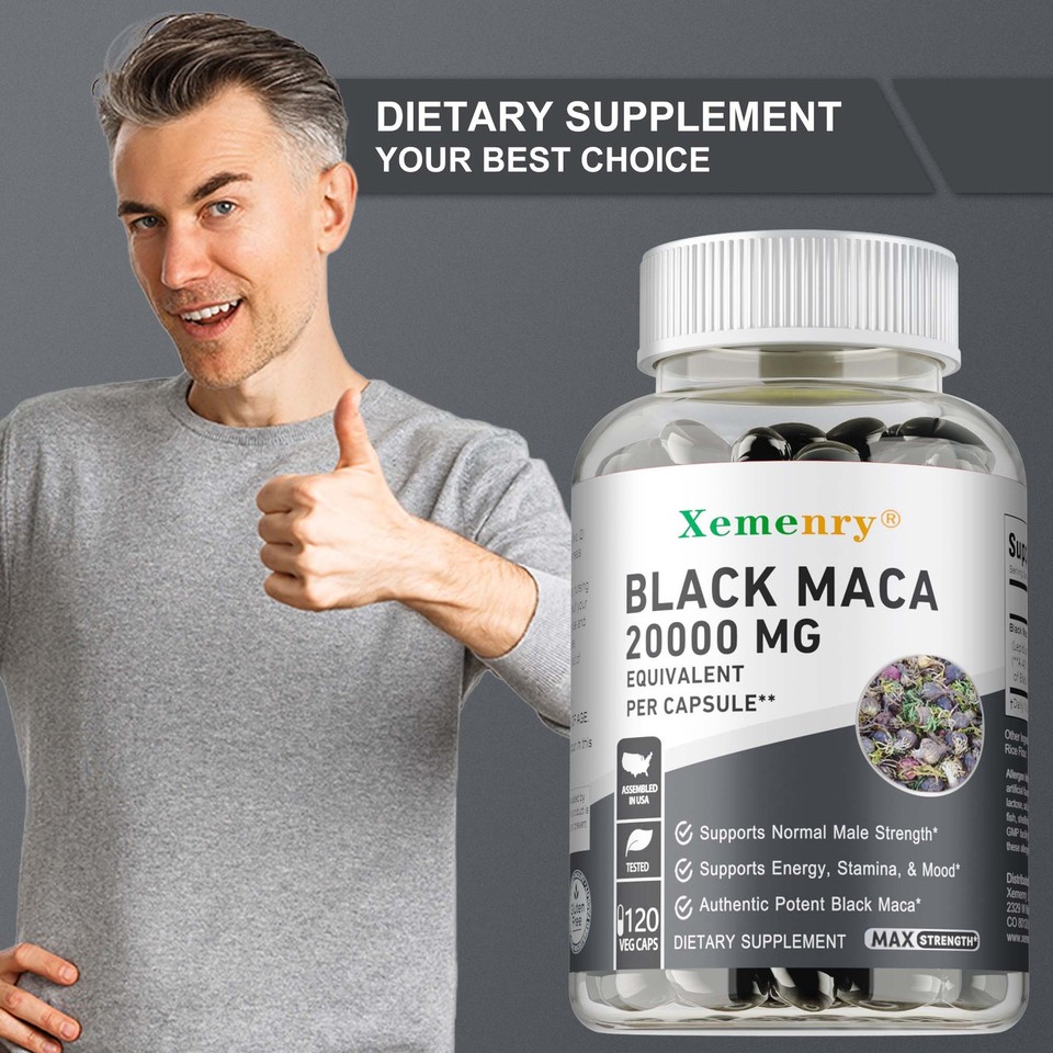 Black Maca Capsules - Testosterone Booster, Support, Energy, Endurance ...