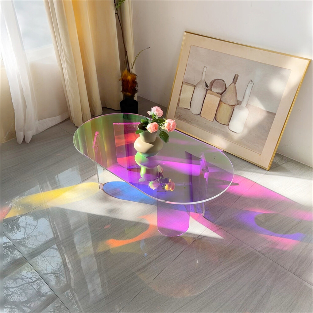 Stunning Neon Acrylic Coffee Table Iridescent Center Table Home Cafe ...