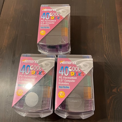 3 Memorex Cool Disk 3.5" PC Formatted High Density Floppy Diskettes NIB ...