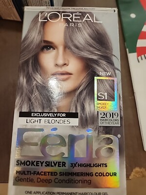 L'Oreal Paris Feria Grey Gray Shimmering Permanent Hair Color Smokey ...