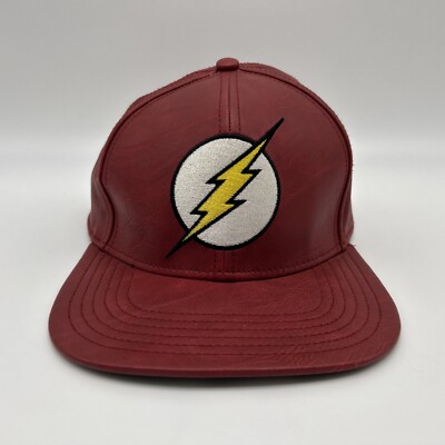 Flash Hat Cap Snap Back Leather Red White Yellow DC Comics Super Hero ...