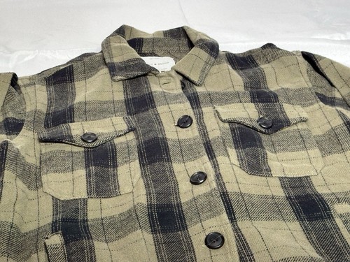 Lucky Brand Womens Plaid Button Down Shacket Olive Green Cotton Large ...