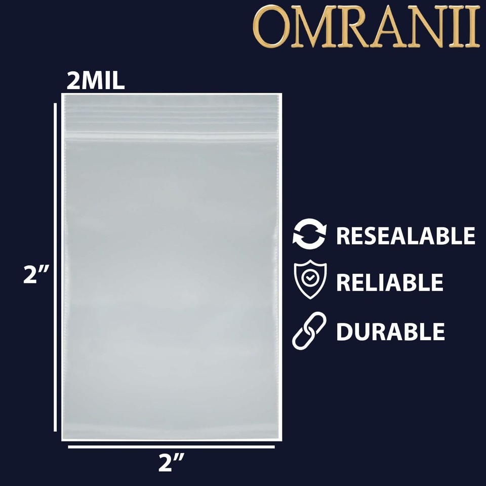 Reclosable Zip Poly Bags, 2Mil 2" X 2" & 1000 Bags | LDPE Material ...