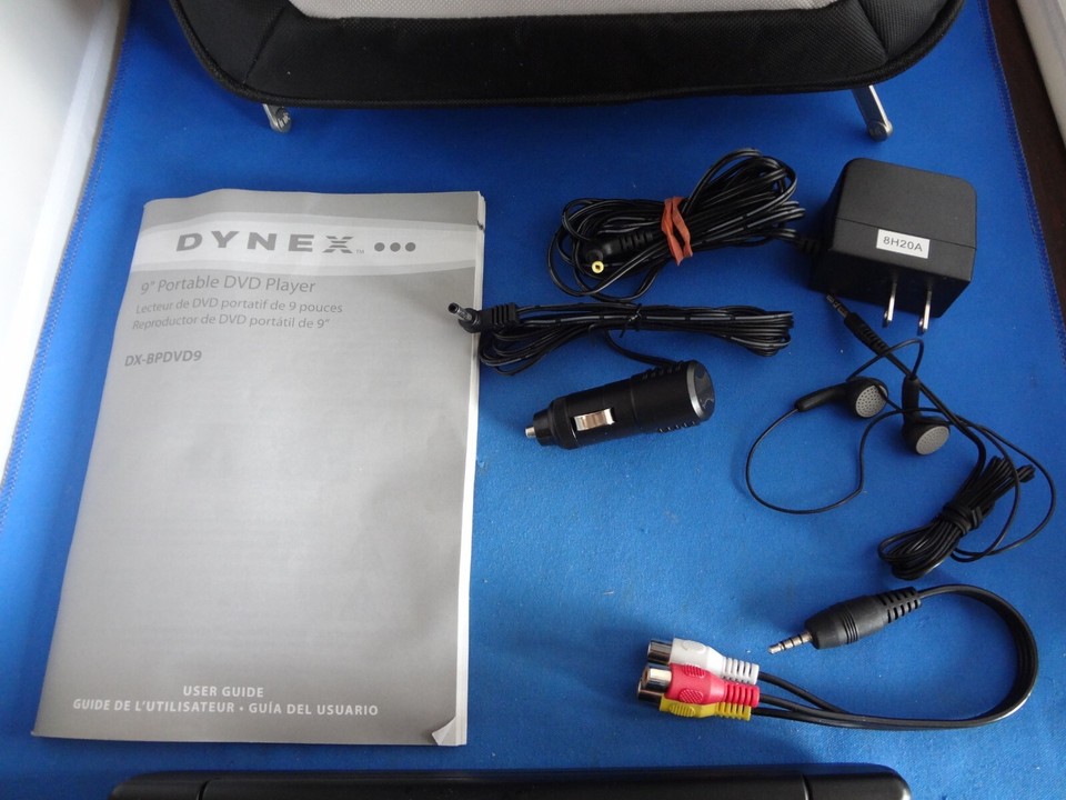 Working Dynex Portable 9" DVD Player DX-BPDVD9 w Power Adapters, Remote ...
