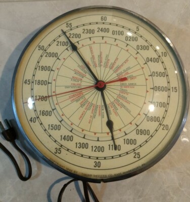 RARE VINTAGE TIMING DEVICES COMPANY ELECTRIC WORLD CLOCK COPYRIGHT 1949 ...