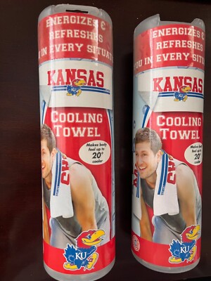 UNIVERSITY OF KANSAS JAYHAWKS COOLING TOWEL LOT OF 2 TOWELS 16"X26 ...