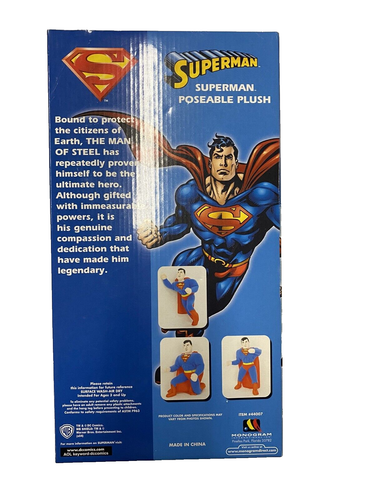 SUPERMAN POSEABLE 14" PLUSH Figure DC / Monogram Int. NEW IN BOX 2004 ...
