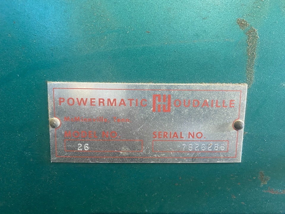 Powermatic Houdaille Shaper Power Feed Grizzly Model 26 Table Saw ...