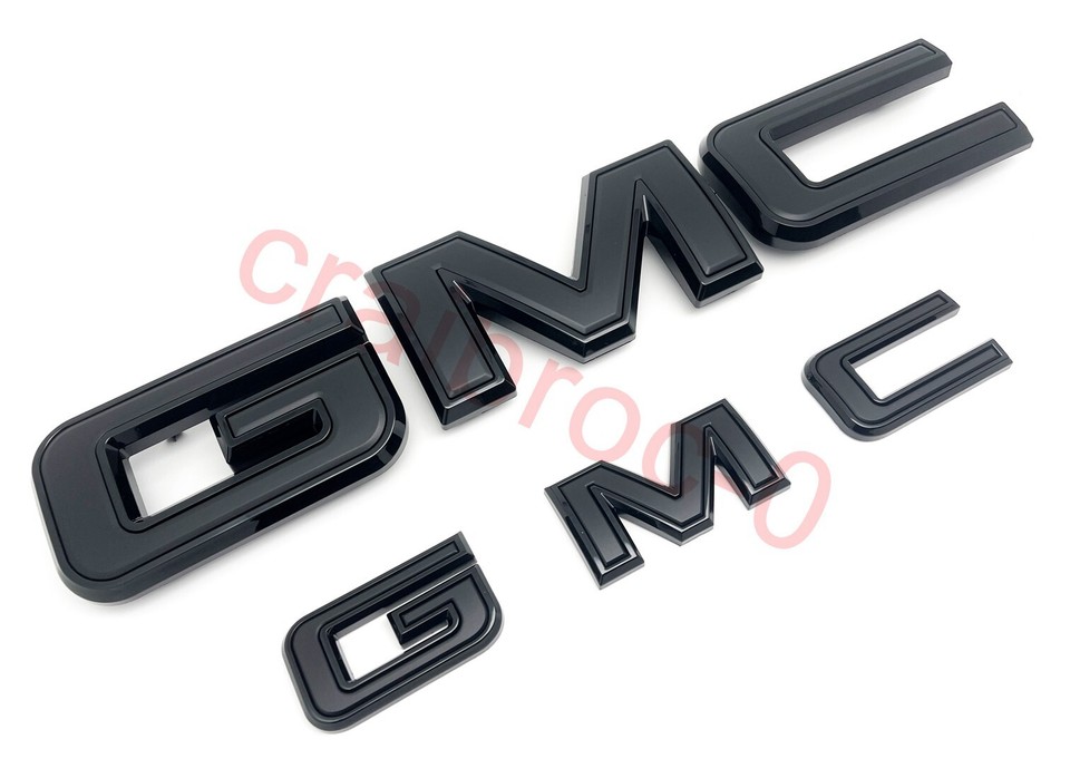 NEW 2021-2024 GMC Yukon Yukon XL GM Front & Rear All Black Emblem Kit ...