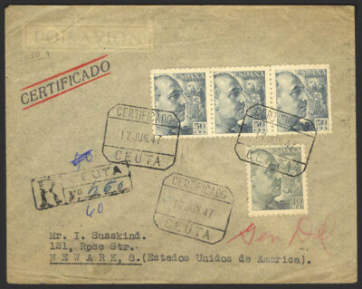 Espagne. État Espagnol Courrier Certifié. ENVELOPPE 925, 927(3). 1947. 40 Cts. | eBay