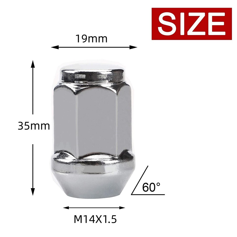 24 Chrome 14x1.5 Bulge Acorn Lug Nuts For Chevy GMC Silverado Sierra ...