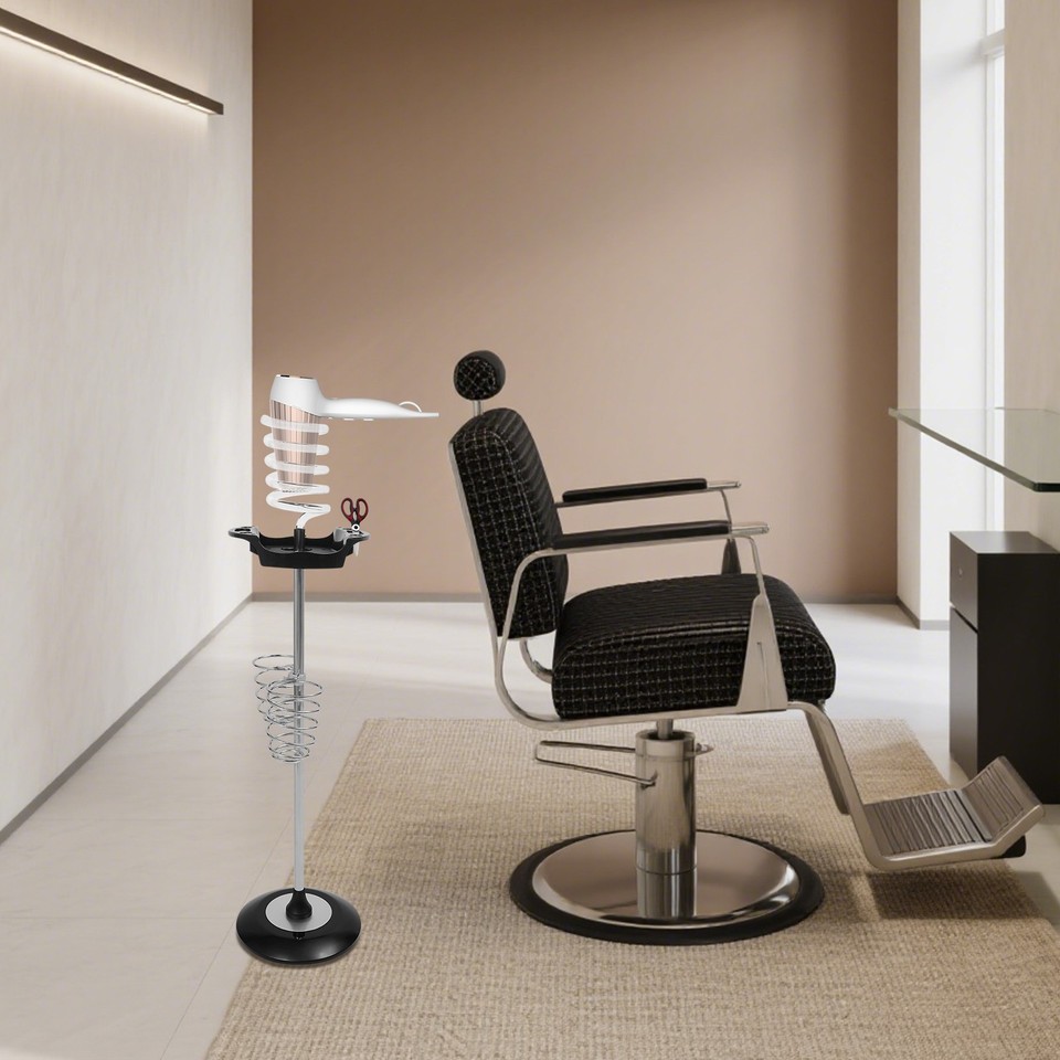 Hair Dryer Stand Drying Tool Shelf with Tray & Spiral Holders for ...