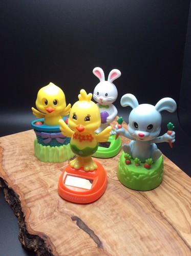 Solar Powered Dancing Bobbleheads Lot of 4 Easter Bunny Rabbits And ...