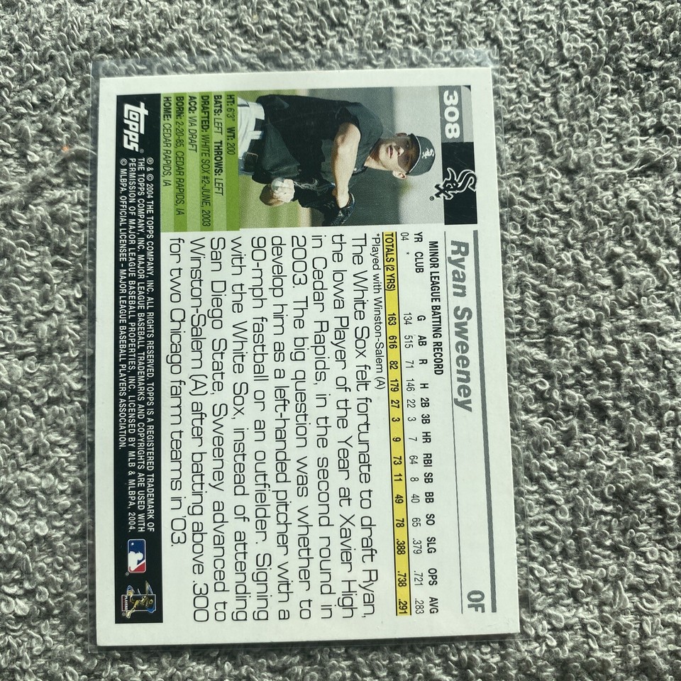 Ryan Sweeney autographed baseball card (Chicago White Sox) 2005 Topps ...