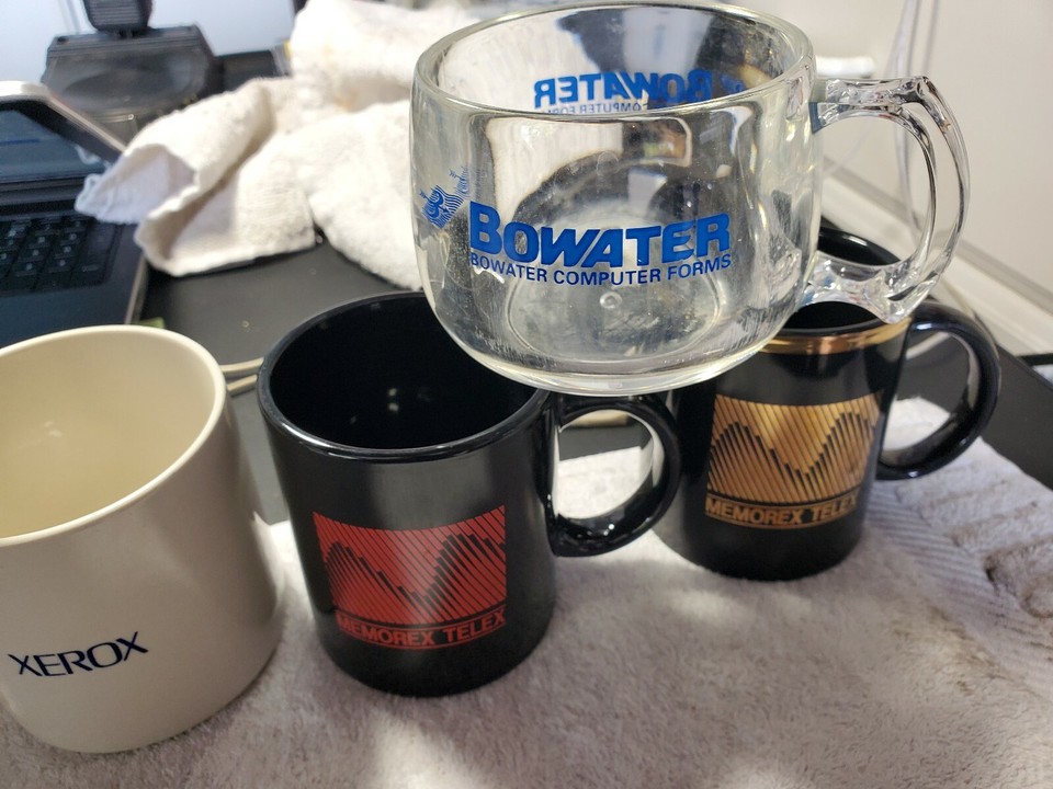Techology companies Mugs IBM, Bowater, Memorex, Candle, INS, etc Coffee ...