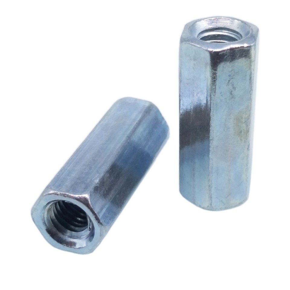 US Stock 5pcs M6 x 1 x 25mm Long Rod Coupling Hex Nut Connector Zinc ...