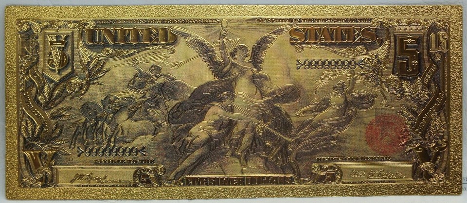 24K Gold-Plated Foil Note Currency Bill Paper Money Novelty Famous Cash ...