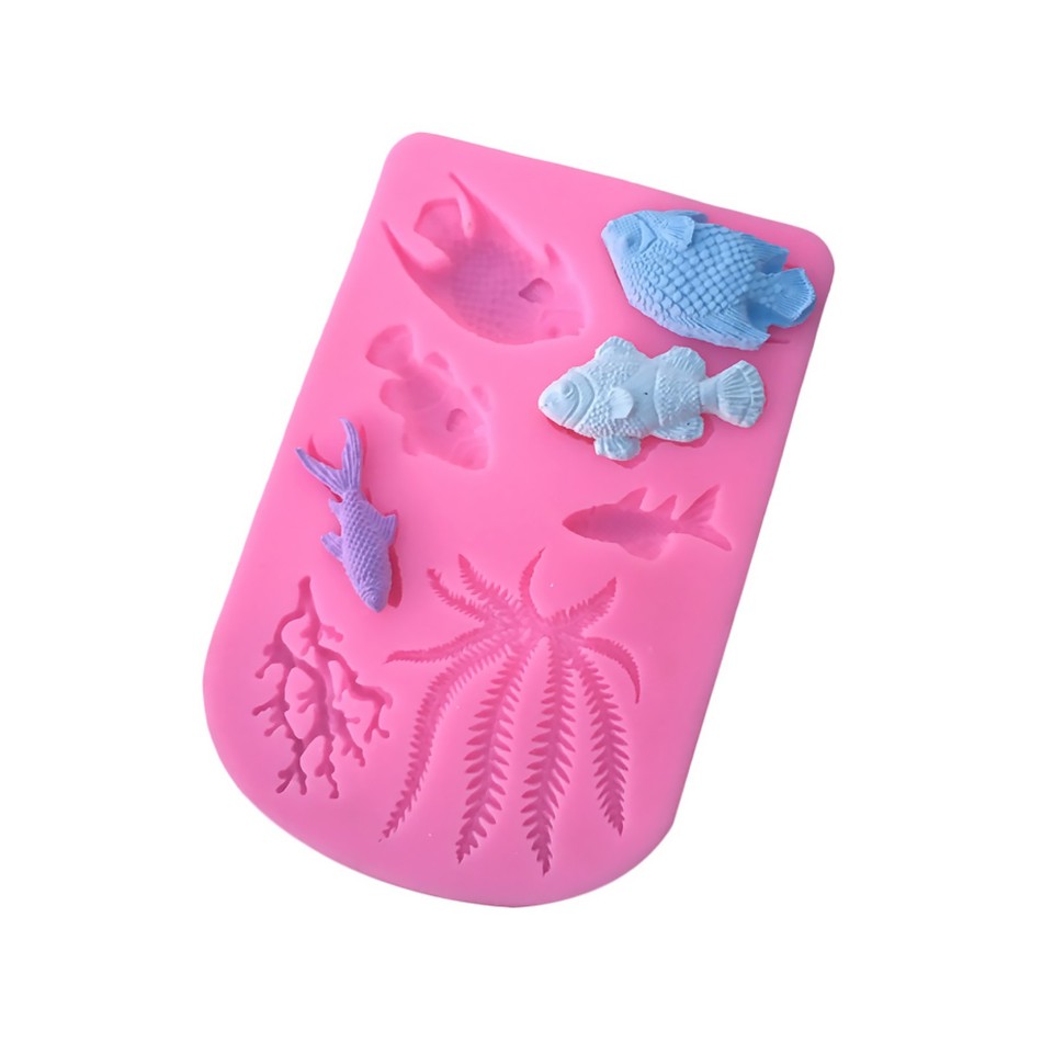 DIY Fish Coral Silicone Fondant Mold Beach Sea Cake Chocolate Icing ...