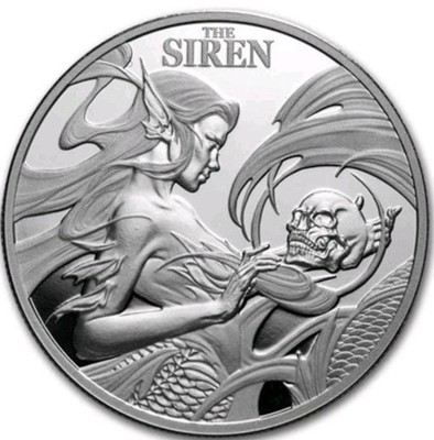 NIUE 1 OZ .999 PURE SILVER MYTHICAL CREATURES THE SIREN ROUND COIN GIRL ...