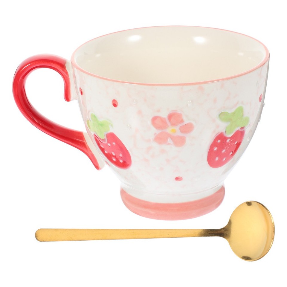 1 Set Coffee Mug Ceramic Water Cup Breakfast Mug with Spoon Vintage ...