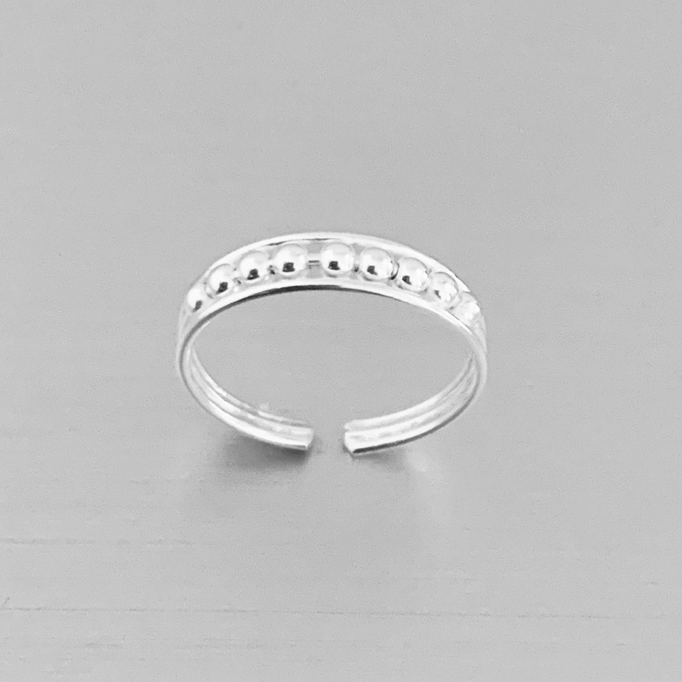 Sterling Silver High Polish Beads Toe Ring, Silver Rings, Wire Band ...