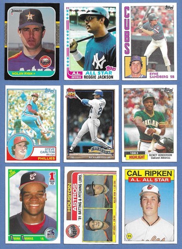 1970s-80s-90s Baseball Card Lot (72) w/HOFers-Stars! Nolan-Reggie-Bo! 6 ...