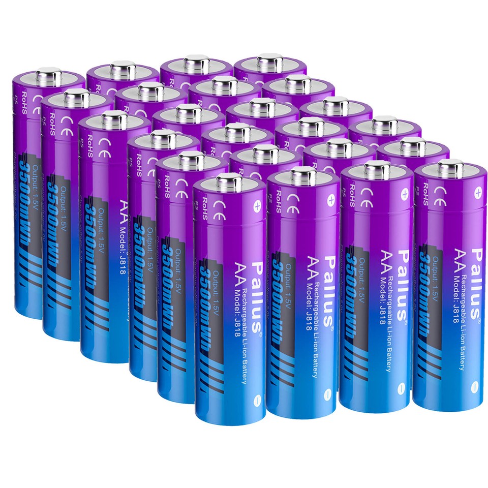 Pallus 1.5V AA Rechargeable Lithium Batteries 3500mWh Fast AA Li-ion ...