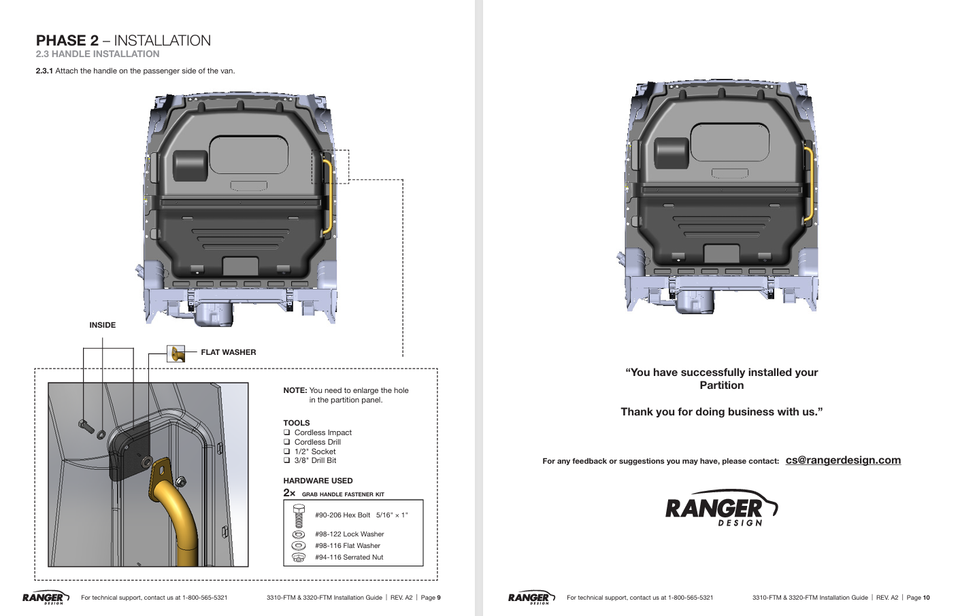 Composite Contoured Van Partition – For Ford Transit MR Cargo Area ...