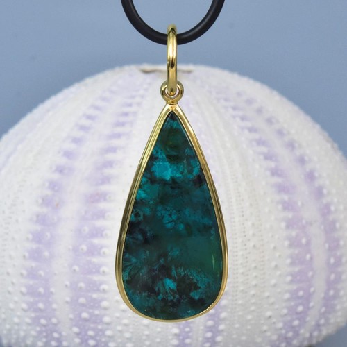 Pendant Gold Vermeil Sterling Gem Silica Chrysocolla Bacan Gem Cabochon ...