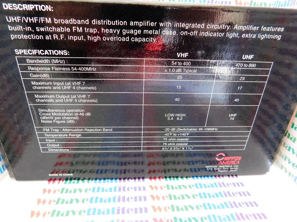 UHF/VHF/FM AMPLIFIER / 24dB DISTRIBUTION / KF-220 / 1 PIECE (qzty) | eBay