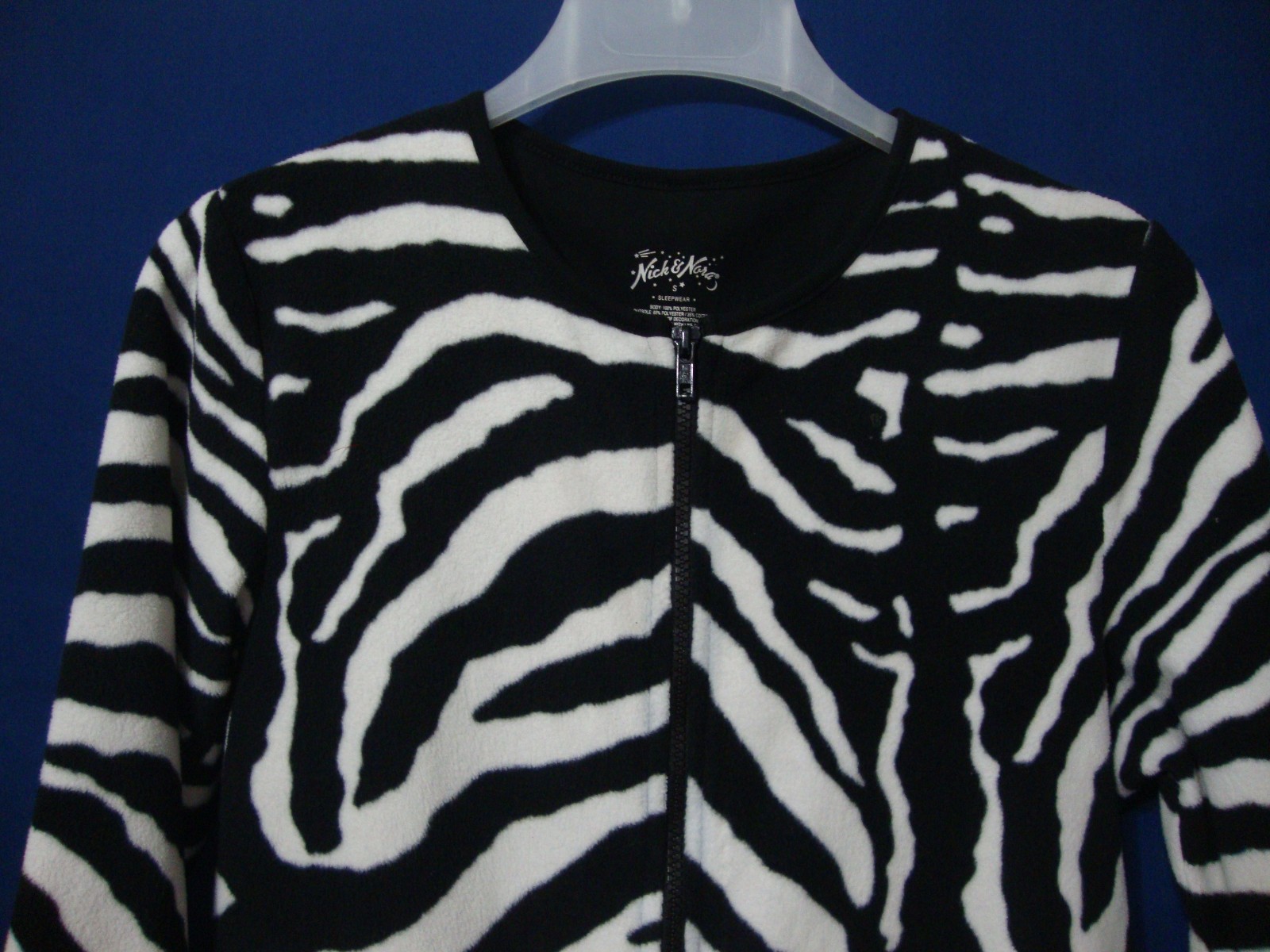 Nick & Nora One-Piece Fleece ZEBRA Striped Footie Paj… - Gem