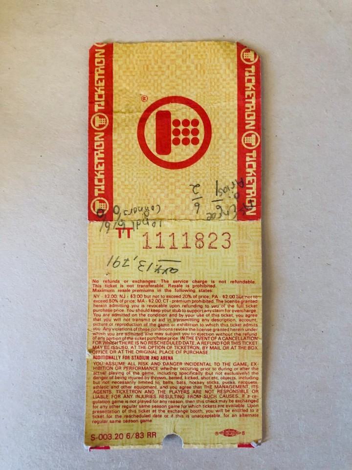 1984 Mercedes TOC Tennis Ticket Stub - Lendl Double Bagel Over Connors ...