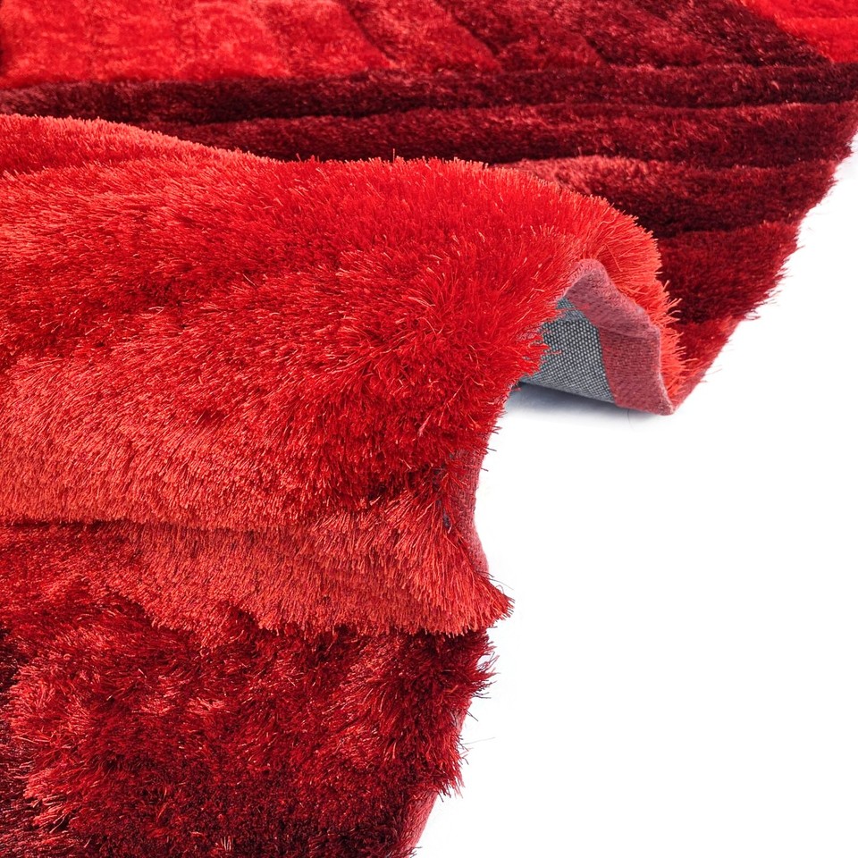 RugBerry 8x10 Red Area Rug 3D Abstract Geometric Shag Carpet Floor ...