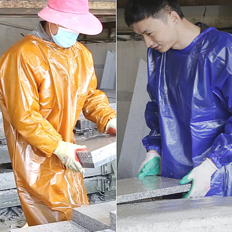Women Men PVC Waterproof Apron Long Sleeve Oil Resistant Butcher ...