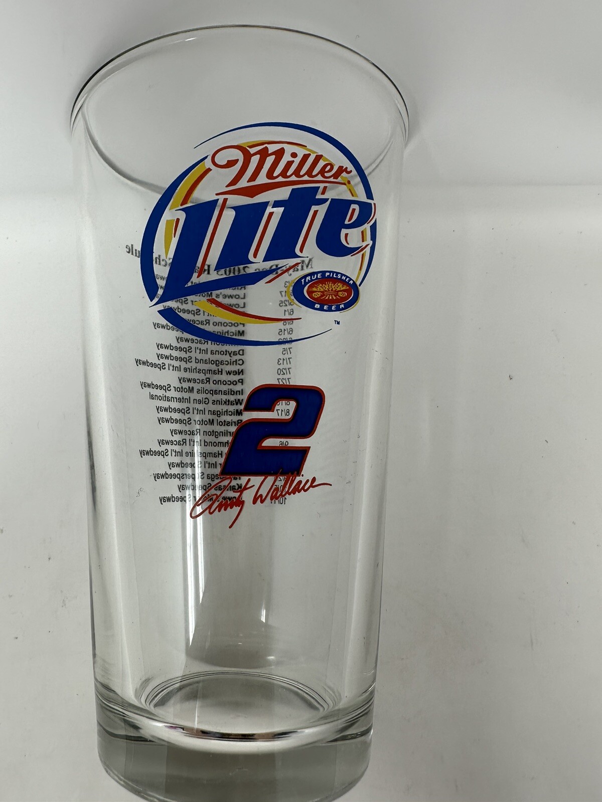 Miller Lite Craft Beer Glass Brewery Rusty Wallace Nascar 2003 Libby