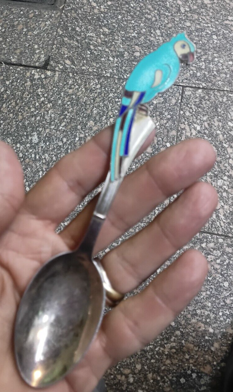 A Russian Enamelled Silver Parrot Spoon | eBay