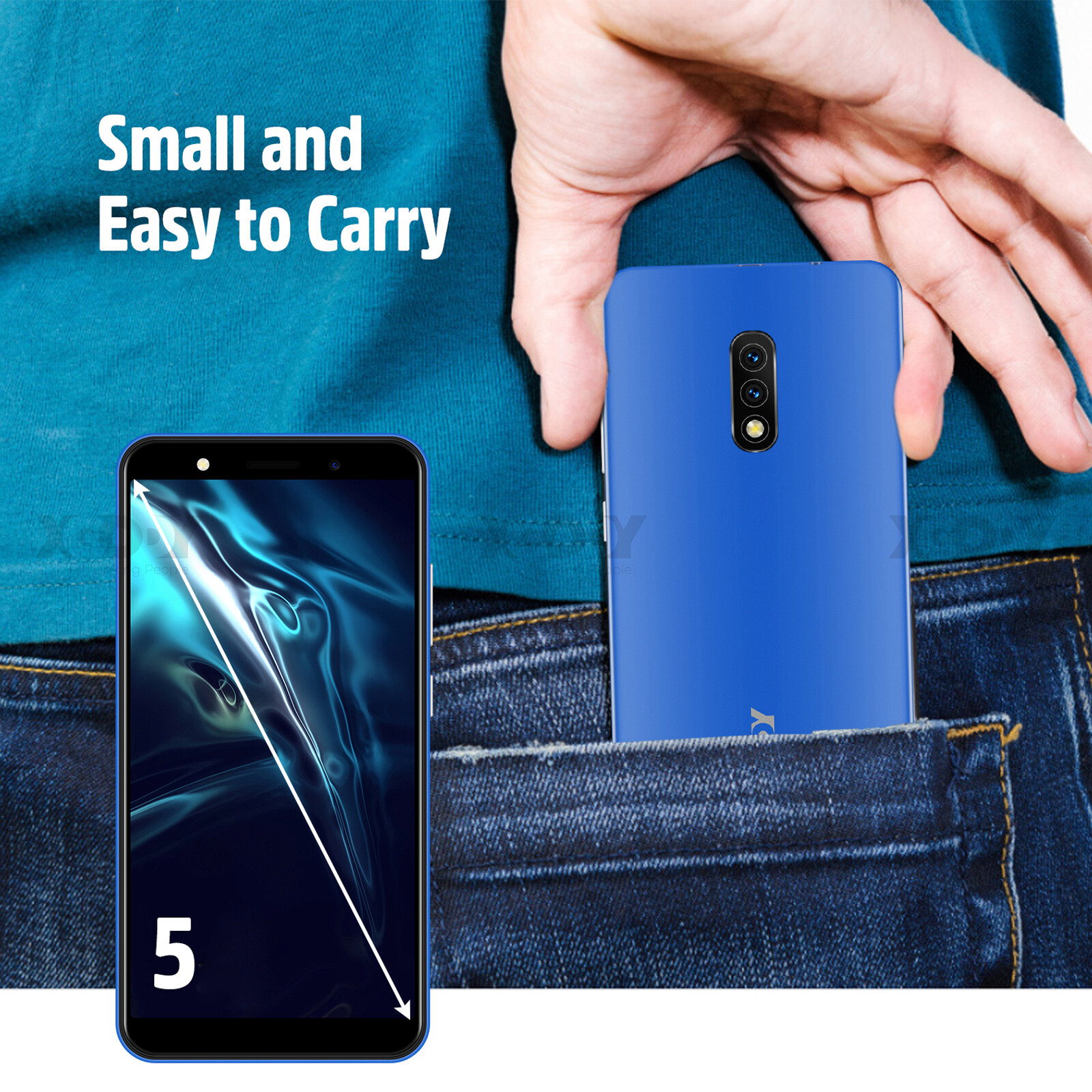 XGODY Unlocked 5" Android New Mobile Smart Phone Dual SIM Free 4Core ...