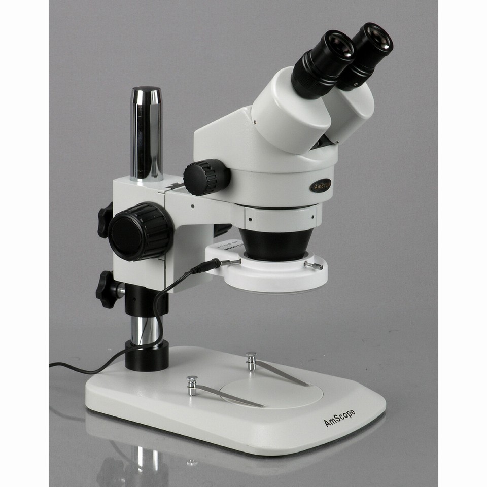 AmScope 7X-45X Inspection Multi-Use Zoom Stereo Microscope Pillar Stand ...