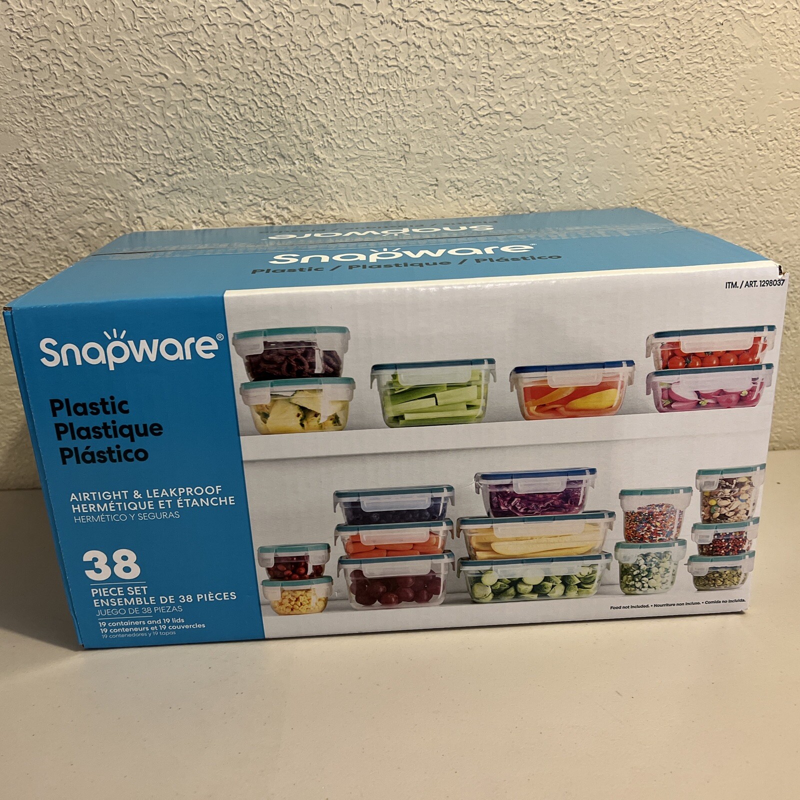 Snapware Plastic Storage Container Set 38 Pieces Airtight & Leak proof ...