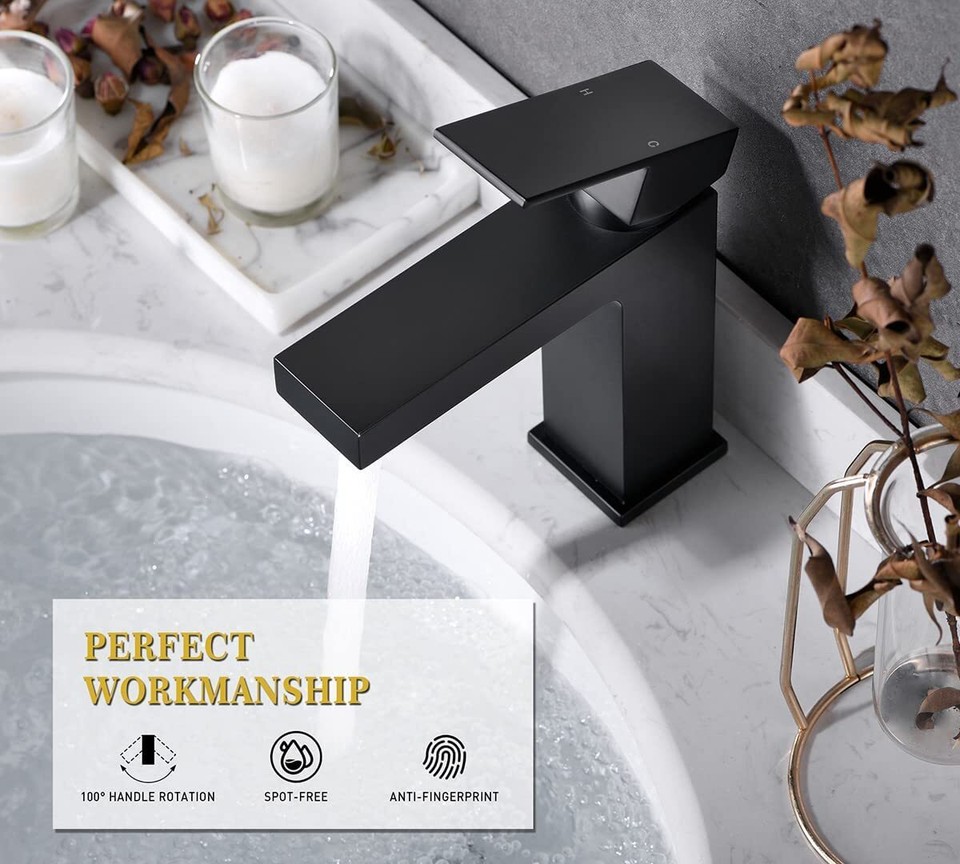 Modern Solid Brass Bathroom Sink Faucet Single Handle Hole Vanity Mixer ...