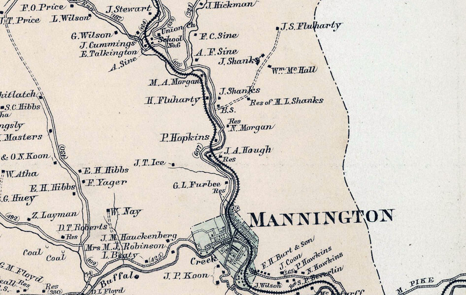 1886 Map of Mannington Township Marion County West Virginia | eBay