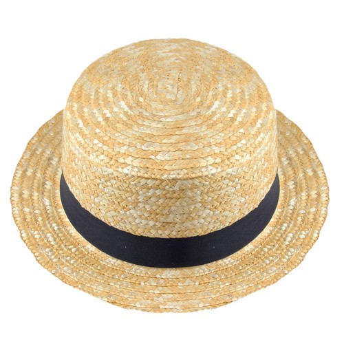 Boys/Girls Straw Easter Boater Basher Skimmer Bonnet Hat with Grosgrain ...