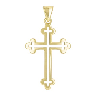 14k Yellow Gold Bottony Cross Religious Charm Pendant 1.5" 3.7 grams | eBay
