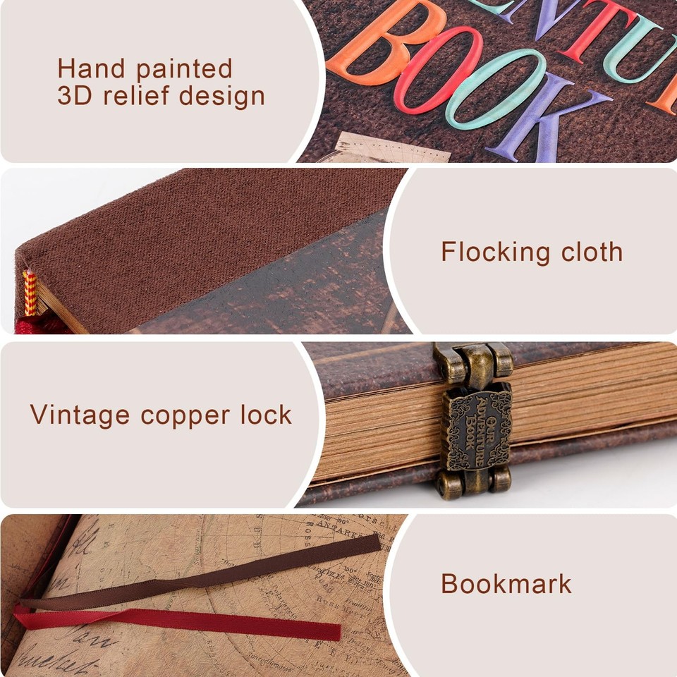 Scrapbook Photo Album,Our Adventure Book Scrapbook, 146 Pages Embossed ...
