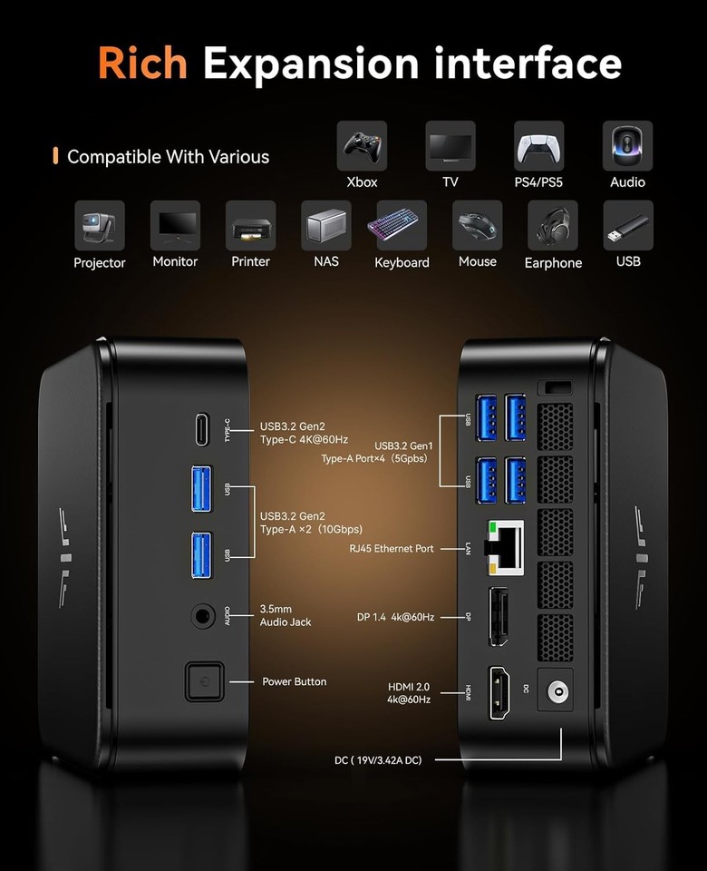 KAMRUI E3B MINI Gaming PC AMD Ryzen 7 5825U 8C/16T 16GB+512GB SDD ...